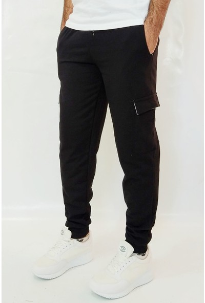 Winget Star Erkek Siyah Kargo Cepli Eşofman