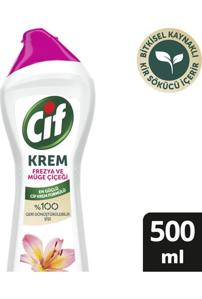 Cif Krem Yüzey Temizleyici Frezya Ve Müge Çiçeği Klor Boya Fosfat Paraben İçermez 500 ML 1 Adet