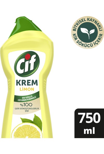 Cif Krem Yüzey Temizleyici Limon Klor Boya Fosfat Paraben İçermez 750 ML 1 Adet Cif Krem Yüzey Temizleyici Limon Klor Boya Fosfat Paraben İçermez 750 ML 1 Adet
