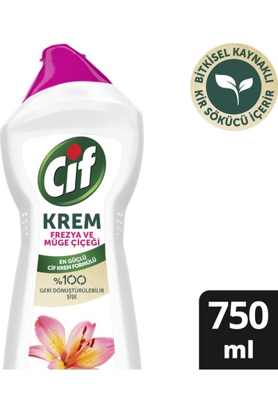 Cif Krem Yüzey Temizleyici Frezya Ve Müge Çiçeği Klor Boya Fosfat Paraben İçermez 750 ML 1 Adet Cif Krem Yüzey Temizleyici Frezya Ve Müge Çiçeği Klor Boya Fosfat Paraben İçermez 750 ML 1 Adet