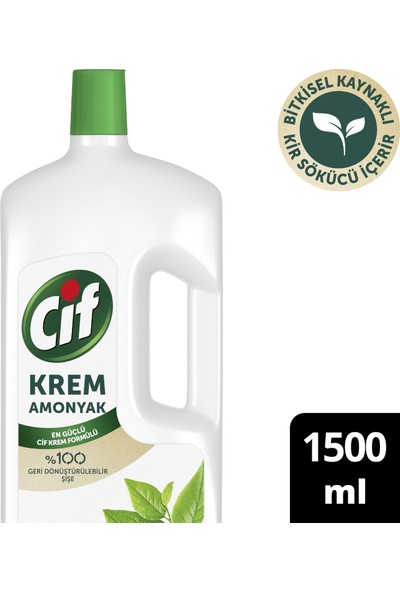 Cif Krem Yüzey Temizleyici Amonyaklı Klor Boya Fosfat Paraben İçermez 1500 ML 1 Adet Cif Krem Yüzey Temizleyici Amonyaklı Klor Boya Fosfat Paraben İçermez 1500 ML 1 Adet