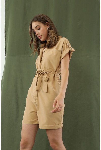 Foremia Iki Cep Şort Tulum-Taba