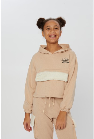 Little Star Kız Çocuk Peluş Kapaklı Sweatshirt