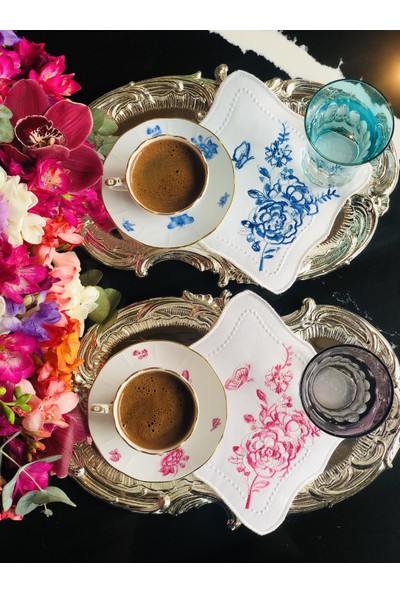 Giqu Home Interiors Kokteyl Peçetesi Pembe Mavi Royal 4 Adet Giqu Home Interiors Kokteyl Peçetesi Pembe Mavi Royal 4 Adet