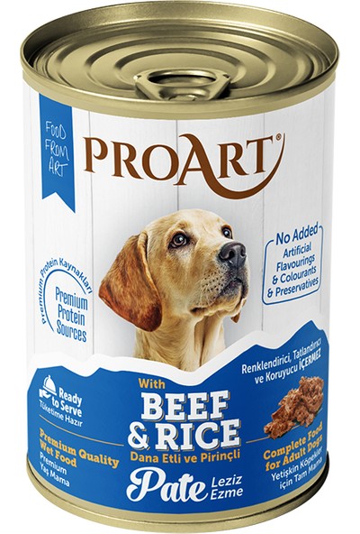 Proart Dana Etli ve Pirinçli Ezme Yetişkin Köpek Konservesi 400 gr*4 Proart Dana Etli ve Pirinçli Ezme Yetişkin Köpek Konservesi 400 gr*4