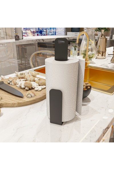 Lamizon Pratik Yapışkanlı Tasarım Dikey Kağıt Havlu Rulo Tutucu Siyah Lamizon Pratik Yapışkanlı Tasarım Dikey Kağıt Havlu Rulo Tutucu Siyah