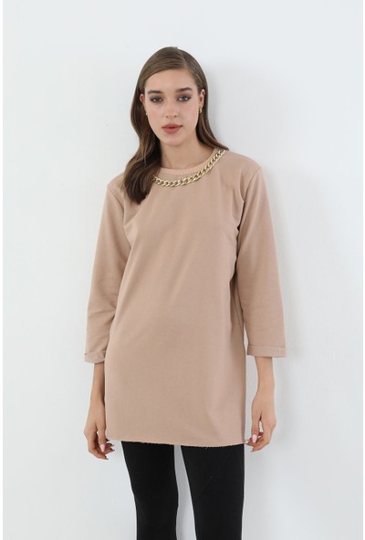 Lime Kolyeli Tunik-Bej