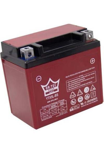 Ortec 12V 5AH YTX5L-BS Yatık Motosiklet Aküsü Ortec 12V 5AH YTX5L-BS Yatık Motosiklet Aküsü