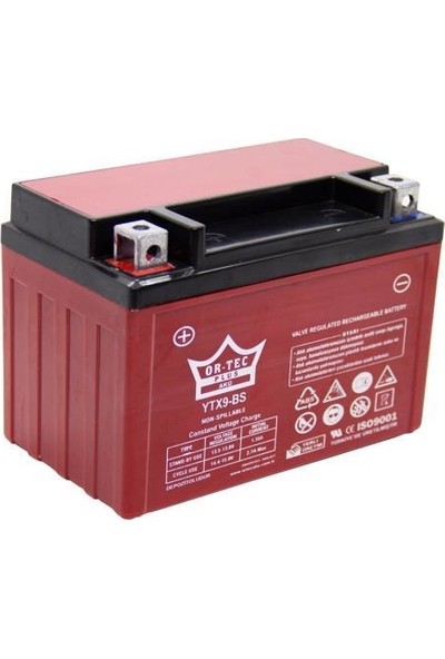Ortec 12V 9AH YTX-9A-BS Yatık Motosiklet Aküsü Ortec 12V 9AH YTX-9A-BS Yatık Motosiklet Aküsü