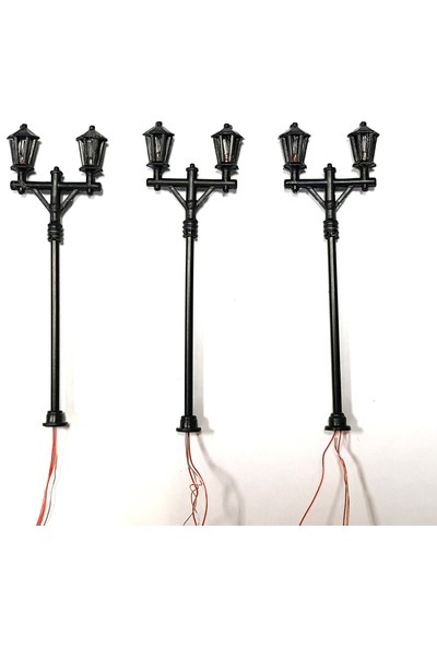 Vox Art 3'lü Maket Çift Sokak Lambası Işıklı 1:50 Ölçek (VIM-117)