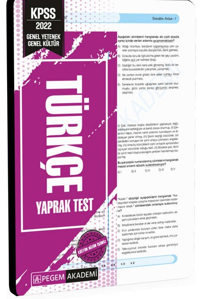 Pegem Akademi Yayıncılık 2022 KPSS Genel Yetenek Genel Kültür Türkçe Yaprak Test Pegem Akademi Yayıncılık 2022 KPSS Genel Yetenek Genel Kültür Türkçe Yaprak Test