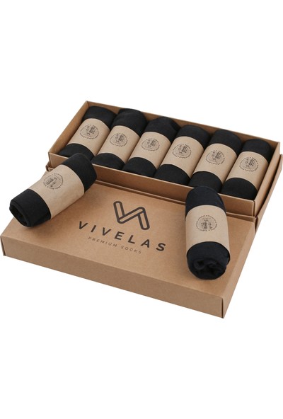 Vivelas Premium Sneakers Bambu Çorap - 6 Çift Siyah Vivelas Premium Sneakers Bambu Çorap - 6 Çift Siyah