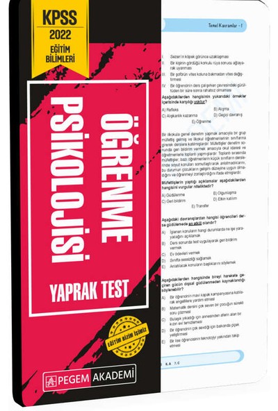 Pegem Akademi Yayıncılık 2022 KPSS Eğitim Bilimleri Öğrenme Psikolojisi Yaprak Test