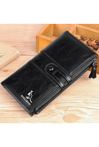 Binliroo Italyan Malı Deri Uzun Erkek Cüzdan Uzun Erkek Kartlık