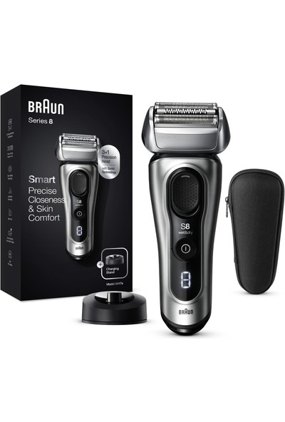 Braun Series 8 8417 Islak & Kuru Şarjlı Tıraş Makinesi + Şarj Standı + Seyahat Çantası Braun Series 8 8417 Islak & Kuru Şarjlı Tıraş Makinesi + Şarj Standı + Seyahat Çantası
