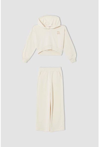 DeFacto Kız Çocuk Slogan Baskılı Kapüşonlu 2'li Takım V0549A621AU