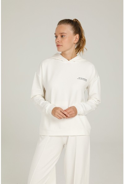 Lumberjack CT838 Anna Hoodie 1pr Ekru Kadın Sweatshirt