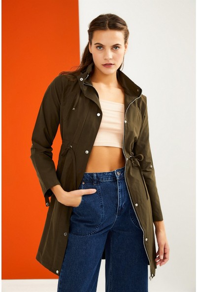 Z Giyim Kadın Haki Beli Tünelli Trençkot