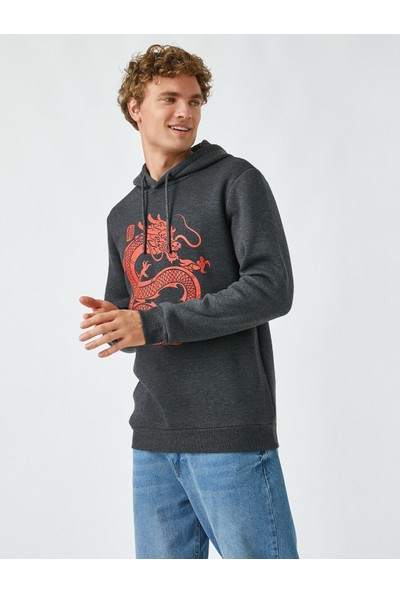 Koton Ejderha Baskılı Kapşonlu Sweatshirt