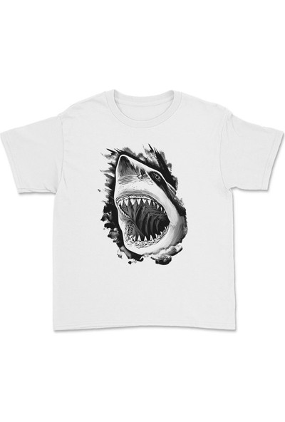 Tişört Fabrikası Köpekbalığı Tablo Desenli Çocuk Tişörtü - Çocuk T-Shirt