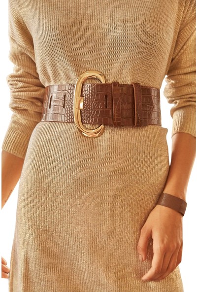 Butikburuc Kadın Kahve Yılan Desenli Kalın Tokalı Suni Deri Kemer Butikburuc Kadın Kahve Yılan Desenli Kalın Tokalı Suni Deri Kemer