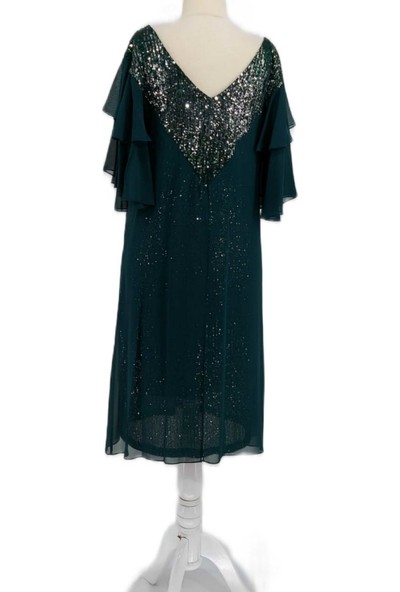 Fahrettin Moda 404 Koyu Yeşil Fırfırlı Payetli V Yaka Anne Abiye Elbise Fahrettin Moda 404 Koyu Yeşil Fırfırlı Payetli V Yaka Anne Abiye Elbise