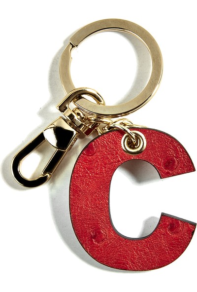 Desa Kırmızı C Harfi Deri Anahtarlık