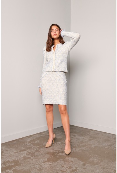 Join Us Sim Detay Fermuarlı Tüvit Etek