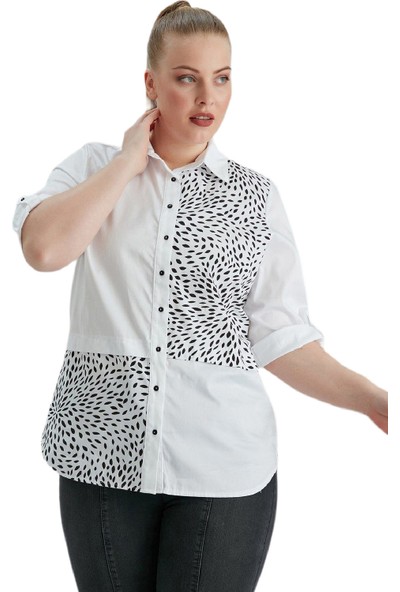 Günay Kadın Gömlek RG4199 Zebra Desen Detay Spor Pamuk Günay Kadın Gömlek RG4199 Zebra Desen Detay Spor Pamuk