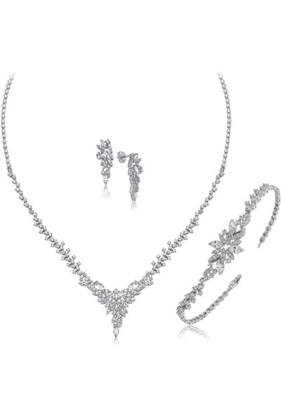 Mia Vento Pırlanta Montur Gümüş Su Yolu Set Takım