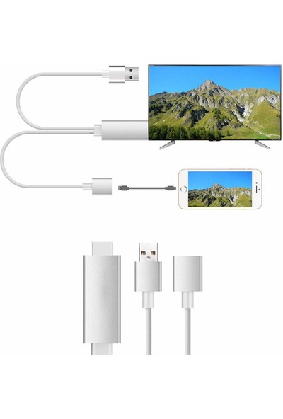 Blue Wings Lightning -Mikro Usb-C Tipi - HDMI Kablosu Blue Wings Lightning -Mikro Usb-C Tipi - HDMI Kablosu