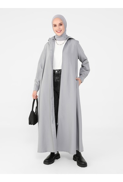 Refka Çıkarılabilir Kapüşonlu Trençkot - Gri - Refka Casual Refka Çıkarılabilir Kapüşonlu Trençkot - Gri - Refka Casual