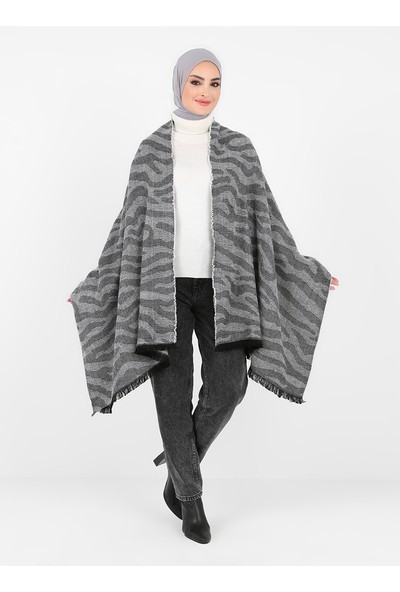 Tavin Zebra Desenli Çift Yönlü Şal - Siyah - Tavin Tavin Zebra Desenli Çift Yönlü Şal - Siyah - Tavin