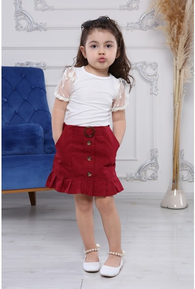 Melody Bordo Etekli Kız Çocuk Takım Melody Bordo Etekli Kız Çocuk Takım