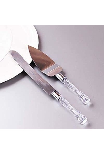 Ramdet Pasta Bıçak ve Spatula 2'li Seti Kristal Dekoratif Kek Pasta Bıçak Servis Seti Ramdet Pasta Bıçak ve Spatula 2'li Seti Kristal Dekoratif Kek Pasta Bıçak Servis Seti