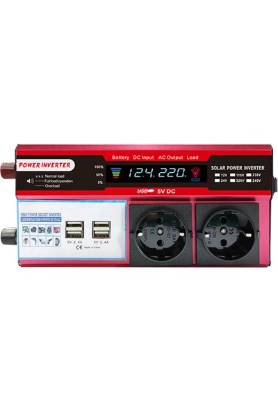 Gahome Güneş Enerjili Saf Sinüs Güç Çevirici - Kırmızı (Yurt Dışından)