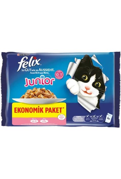 Felix Sığır Etli ve Tavuklu Yavru Kedi Maması 100 gr x 4