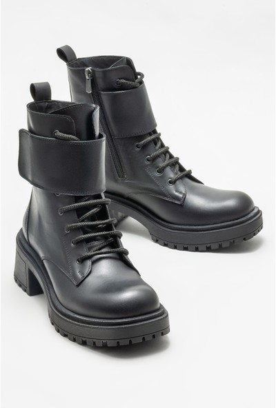 Elle Shoes Siyah Deri Kadın Günlük Bot