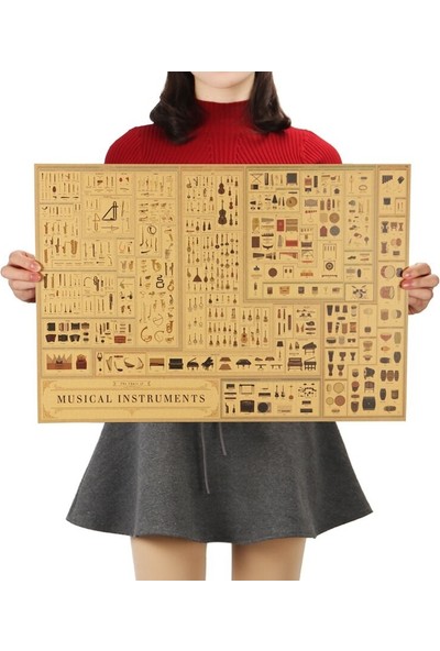 Tüm Müzik Enstrümanları - Vintage Kraft Poster - 32X45CM Tüm Müzik Enstrümanları - Vintage Kraft Poster - 32X45CM