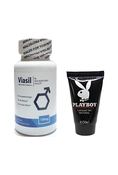 Playboy Lubricant 50 ml Kayganlaştırıcı Jel+Viasil 60LI Erkeklere Özel Maksimum Istek Güç