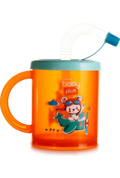 Baby Plus Desenli Pipetli Bardak Turuncu 210 ml Baby Plus Desenli Pipetli Bardak Turuncu 210 ml