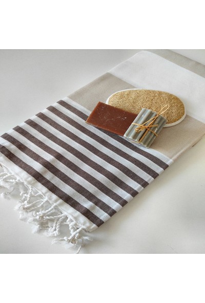 UDD Pamuklu Bej-Kahve Peştemal 100X180 cm UDD Pamuklu Bej-Kahve Peştemal 100X180 cm