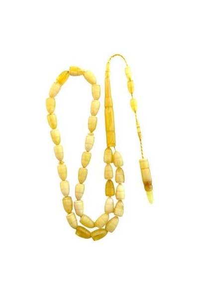 TMT Sarı Renkli Toz Kehribar Mermi Habbeli Tesbih TMT Sarı Renkli Toz Kehribar Mermi Habbeli Tesbih