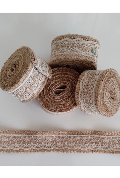 Sümerbaş Hobi 2 Metre 3 cm Kalınlığında Dantelli Hasır Jüt Şerit Sümerbaş Hobi 2 Metre 3 cm Kalınlığında Dantelli Hasır Jüt Şerit