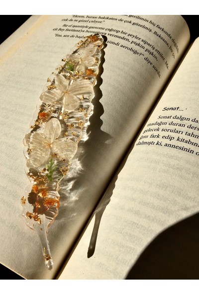 Epoksi Reçine Kitap Ayracı Çiçekli