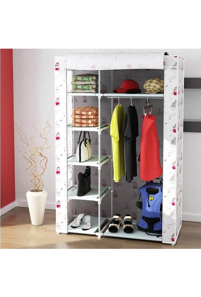 DizaynS Tek Yandan Raflı Bez Dolap