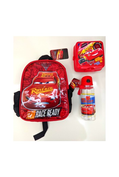 Avda Lisanslı Car's Araba Şimşek Mc Queen Anaokul Çantası Suluk Matara ve Beslenme Kabı Kreş Çantası Avda Lisanslı Car's Araba Şimşek Mc Queen Anaokul Çantası Suluk Matara ve Beslenme Kabı Kreş Çantası