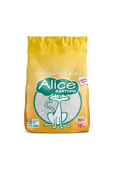 Alice Ince ve Beyaz Taneli Topaklaşan Kedi Kumu 5 kg