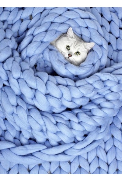 Burden Iskandinav Tarzı Yün, Stockholm , Mavi Renk Kalın Ip Örgülü Chunky ( Tv & Diz Battaniyesi),tek Kişilik Battaniye