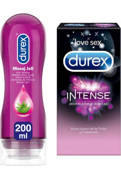 Durex Aloevera Kayganlaştırıcı & Masaj Jeli 200 ml ve Intense Prezervatif 4lü Durex Aloevera Kayganlaştırıcı & Masaj Jeli 200 ml ve Intense Prezervatif 4lü